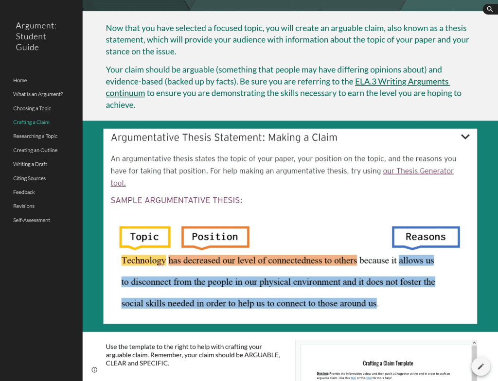 Student Guide: Argumentative Writing (Google Site) - Building 21